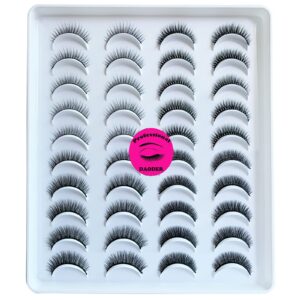 daoder lashes short eyelashes natural look faux mink lashes wispy medium length false eyelashes 9~11mm reusable eye lashes pack variety styles 20pairs black