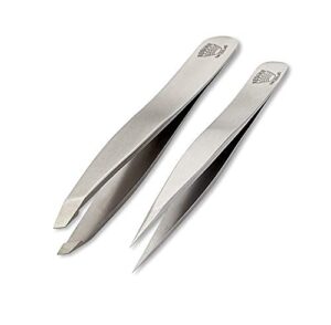 regine switzerland slant tweezer professional eyebrow, facial & hair remover etched interior tip and splinter tweezer precision pointed tweezer for ingrown hair, splinter and glass removal