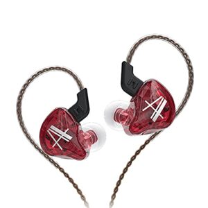 cca-ca2 custom-made subwoofer in-ear earphones, hifi stereo lightweight noise isolating sport iem wired headphones/earbuds/headsets with detachable cable (without mic, pomegranate red)