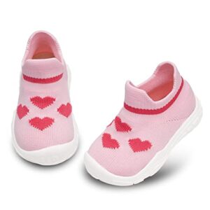 steelement. baby sneaker,infant non-slip soft comforter toddler walkers for boy girls shoes pink love elastic socks protect toes memory insole moccasins pink-22