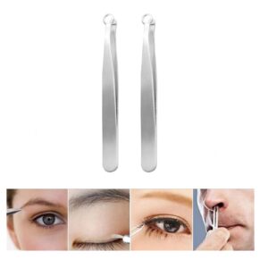 universal nose hair trimming tweezers,stainless steel long tweezers,round head grooming scissor eyebrow clippers trimmer for brow, nasal