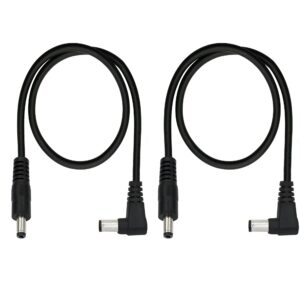 gintooyun right angle dc to dc male power cable,22awg dc 5.5mm x 2.1mm male to 90 degree dc male plug patch wire adapter extension cord for strip lihgt,cctv,car,monitors,etc(2 pcs)