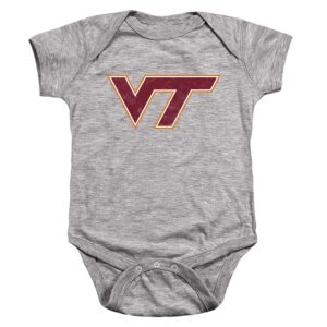 virginia tech official distressed primary unisex infant snap suit for baby,athletic heather, 6 months