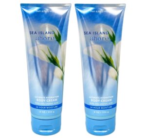 bath and body works sea island shore ultra shea body cream 8 oz. 2 set