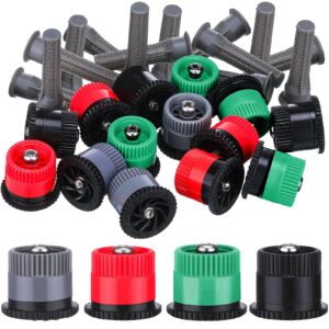 32 pieces 4 type variable arc nozzle pop-up sprinkler head adjustable 360 degree rotating sprinkler heads replacement for garden lawn irrigation (multi colors)