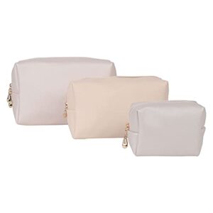 lydztion large makeup bag for purse vegan leather makeup pouch travel toiletry bag cosmetic bag for women and girls,3 sizes(white)