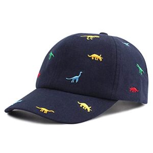 cotton toddler summer cap dinosaur kids trucker hat boys girls sun baseball caps (navy, 2-5 years, 2_years)