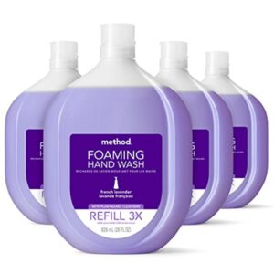 method foaming hand soap refill, french lavender, recyclable bottle, biodegradable formula, 28 fl oz (pack of 4)