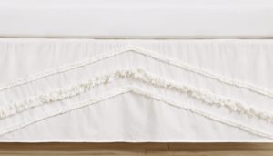 sweet jojo designs ivory boho bohemian girl or boy baby nursery crib bed skirt dust ruffle - gender neutral solid color beige cream off white farmhouse chic unisex minimalist fringe macrame cotton