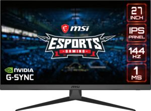 msi g272, 27" gaming monitor, 1920 x 1080 (fhd), ips, 1ms, 144hz, freesync, hdmi, displayport, tilt