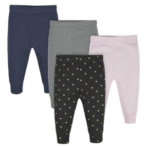 gerber baby girls multi-pack active pants set, hearts, 3-6 months