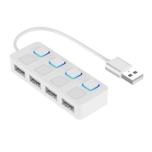 cujux usb 2.0 hub multi usb splitter 4 port expander multiple usb 2.0 hub use power adapter usb2.0 hub with switch for pc computer (color : white)