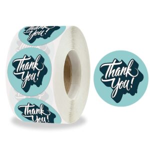 thank you stickers, 1.5" thank you stickers roll for small business, decorative sealing stickers for envelope, gifts, boxes, bags, packaging, holiday, 500 pieces each roll blue