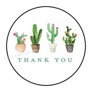 thank you cactus envelope seals labels stickers 1.5" round (90)