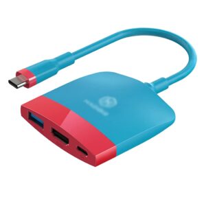 cujux multi-function portable docking station usb c to 4k hdmi-compatible usb 3.0 pd for macbook pro (color : red blue)