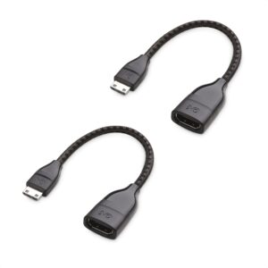 cable matters 2-pack 8k@60hz / 4k@240hz mini hdmi to hdmi adapter (mini hdmi adapter) in black, 6 inches with hdr support for raspberry pi zero and more