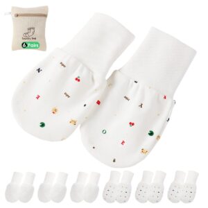 baby anti scratch mittens - no scratch mittens for boys & girls (6-12 months) - 6 pairs