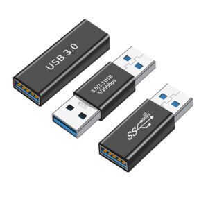 hiebee 3kinds of usb 3.0 apters kit, usb 3.0 female to female and male to male and female to male, high speed convert extension coupler connector converte,black