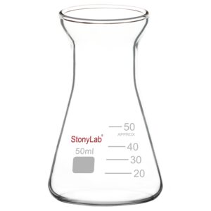 stonylab glass wide mouth erlenmeyer flask, 500 ml borosilicate glass erlenmeyer flask with heavy duty rim, 1 pack