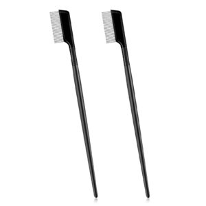 eyelash comb dust2oasis eyelash separator curler 2 pcs, eyelash brush with metal teeth mascara separated lash comb, eyebrow brush comb -black