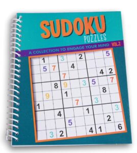 spiral bound miniature puzzle book for car, office, or quiet play - 80 pg (sudoku vol. 2)