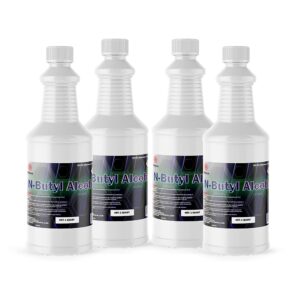 n-butyl alcohol - 1 gallon - (4) 32 fl oz bottles w/reusable leak and evaporation proof seals - solvent for paints, lacquers, varnishes, resins, gums, vegetable oils - alliance chemical