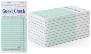 beryland server note pads - guest checks - waitress notepad, double sided, pack of 10 pads of 50 sheets