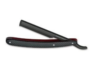 bÖker barbarette carbon fiber straight razor, black and red