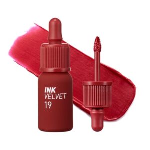 peripera ink the velvet lip tint - high pigment color, longwear, weightless, not animal tested, gluten-free, paraben-free (019 love sniper red)