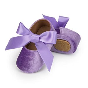 hsdsbebe infant baby girls mary jane flats bow non-slip soft sole princess toddler first walkers sneaker wedding dress shoes(q181 purple,1)