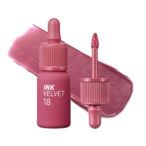 peripera ink the velvet lip tint - high pigment color, longwear, weightless, not animal tested, gluten-free, paraben-free (018 star plum pink)