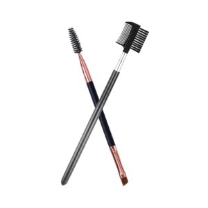 duo eyebrow brush, eyebrow brush eyelash comb and eyebrow brush, professional angled eye brow brush and spoolie brush set. (black+black)