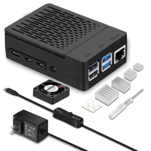 [20w 5v 4a] raspberry pi 4 case, with iuniker 20w 5v 4a usb c raspberry pi 4 power supply with switch heatsink 40mm cooling fan for pi 4 4 8gb/4gb/2gb