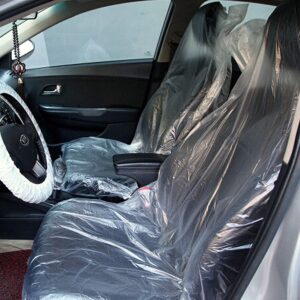 rishneg car seat covers, 100 pcs clear car disposable plastic seat covers, vehicle protector seat protective covers films for car airplane seats, restaurant seats, bus seats, 100pcs car seat covers