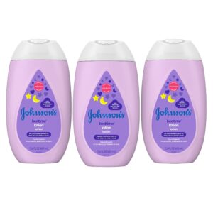 johnson's moisturizing bedtime baby lotion with coconut oil & naturalcalm aromas to help relax baby, hypoallergenic & free of parabens, phthalates & dyes, mild baby skin care, 13.6 fl. oz x 3 pack