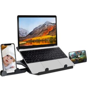 𝐋𝐩𝐨𝐚𝐤𝐞 laptop stand for desk, tablet stand holder, adjustable computer stand for laptop with 2 phone holders 8 viewing angles compatible for 8"-18" ipad laptop kindle surface pro book e-reader