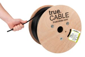 truecable cat6a direct burial, 1000ft, waterproof, outdoor rated cmx, black, 23awg solid bare copper, 750mhz, poe++ (4ppoe), etl listed, unshielded utp, bulk ethernet cable