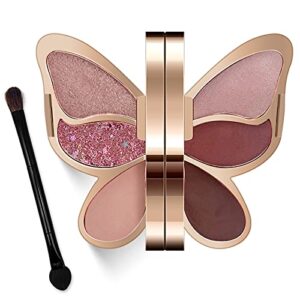 erinde butterfly eyeshadow palette makeup, matte shimmer metallic eye makeup, highly pigmented, naturing-looking, blendable long lasting waterproof eye shadow palette, valentine's day gifts presents