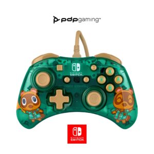 rock candy enhanced wired power nintendo switch pro controller, licensed nintendo switch accessories/switch lite/oled compatible, durable ergonomic non-slip joystick timmy & tommy animal crossing