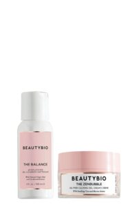 beautybio cleanse & zen mini set: the balance ph balancing gel cleanser + the zen bubble oil-free calming gel cream