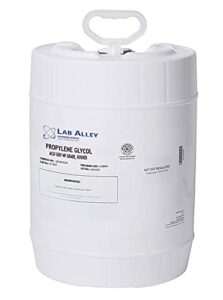 lab alley propylene glycol 99.5% usp/nf/fcc/food grade, kosher certified, halal, great for cosmetics, artificial smoke/fog machines - 5 gallons