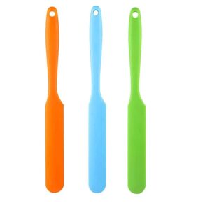 3 pcs non-stick wax spatulas reusable silicone spatula waxing applicator hair removal sticks applicator spatula large area scraper hard wax sticks for home salon body use(green/blue/orange)