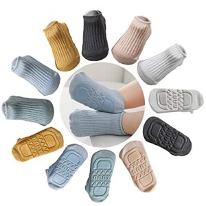 looching 6 pairs toddler baby girls boys non slip floor ankle socks with grips cotton low cut socks for infants newborn kids