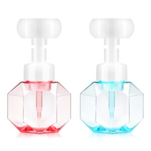 ronrons 2 pieces 300ml flower shape foam bottle dispenser empty foaming hand soap pump bottles plastic refillable cosmetic containers facial cleanser shampoo shower tube packaging holder, 10.14oz