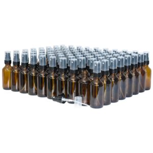 glassbottleoutlet (pack of 80) 2 oz. amber boston round with black fine-mist sprayer