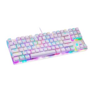 qhh mechanical gaming keyboard rgb led rainbow backlit wired keyboard with red switches for pc/gamer, typist