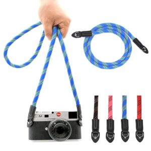 eorefo camera strap vintage 100cm nylon climbing rope camera neck shoulder strap for micro single and dslr camera(blue)