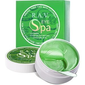 r.a.v under eye patches, cucumber eye masks, 30 pairs collagen patches for nourish firming repair for fine lines, wrinkles, dark circles bags eye treatment, improve lines puffiness for men women