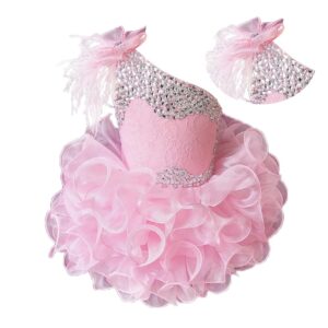 jenniferwu g095 infant toddler baby newborn little girl's pageant party birthday dress pink size 9-12m