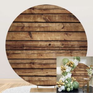 leowefowa polyester rustic wood board round backdrop (without stand,not real wood) 6x6ft wood plank background for photo girl boy birthday baby shower gender reveal party banner grad prom photo prop